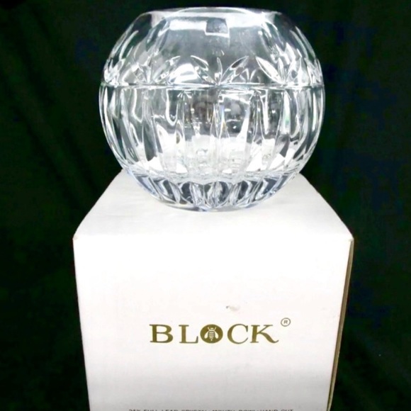 Block | Other | Vintage Nib Block Stamped Crystal Bowl Tulip Sunburst ...